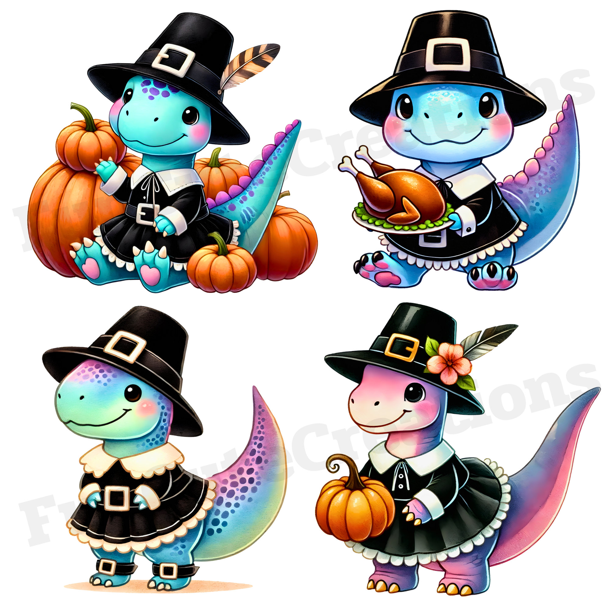 Thanksgiving Dino Clipart, Thanksgiving Dinosaur PNG, Cute Dino Clipart ...