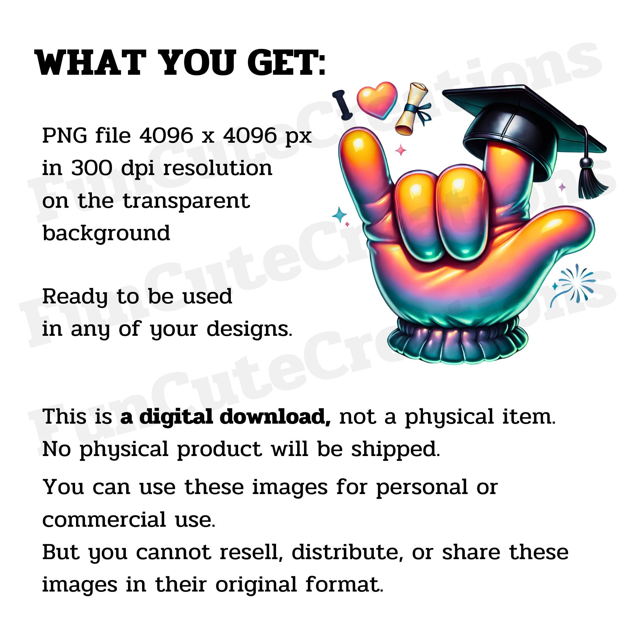 Graduation Cap Hand Glove I Love You ASL PNG, Graduation Cap and ...