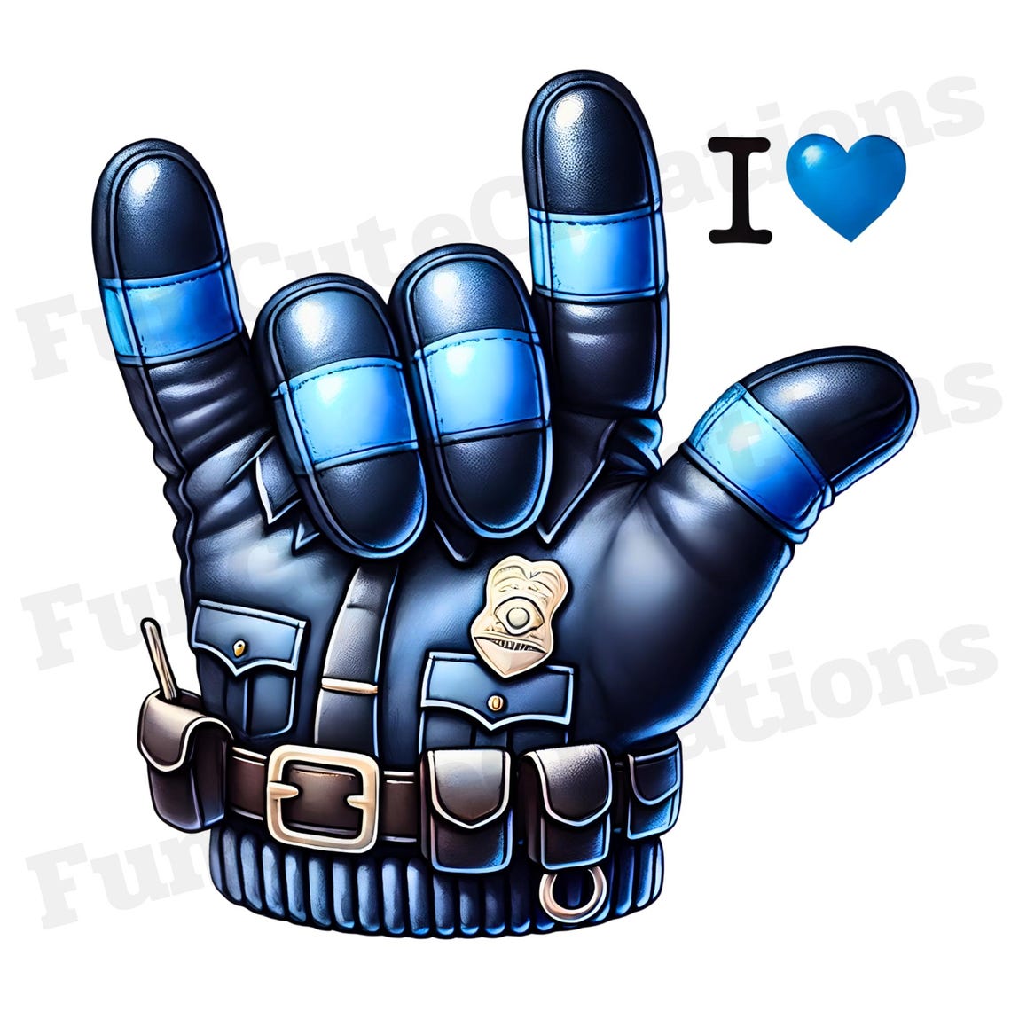 Police Hand Glove I Love You ASL PNG, Police Sublimation PNG, Police ...