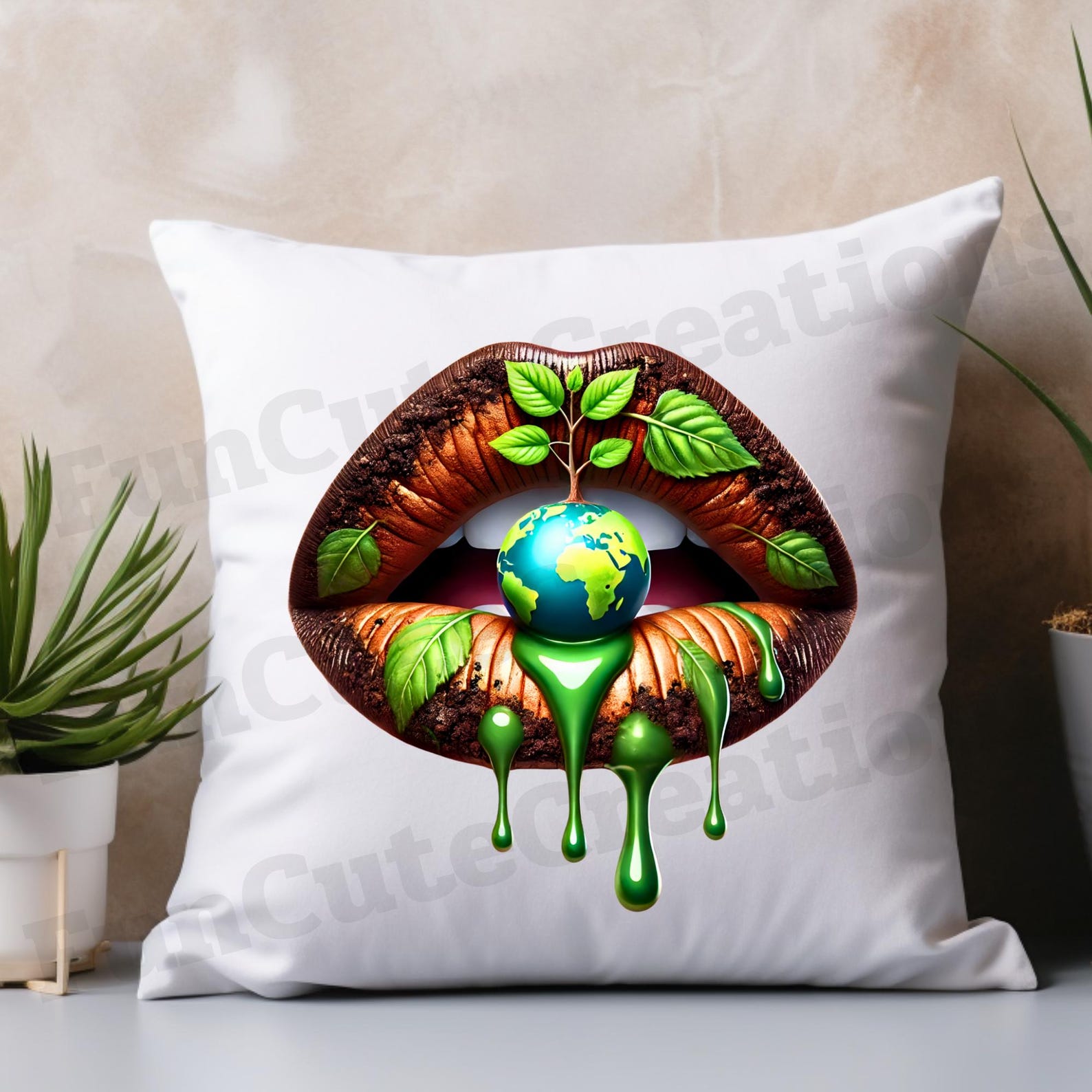 Earth Day Dripping Lips PNG, Eco-friendly Lips PNG, Save the Planet ...