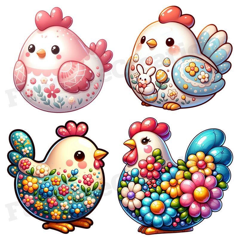Easter Ceramic Chicken Clipart, Easter Clipart, Easter Chicken, Easter ...