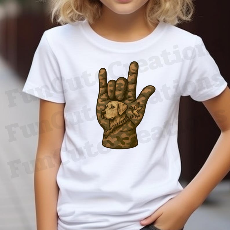 Camo Outdoor Hunting Dog Hand Glove I Love You ASL PNG, Waterfowl ...