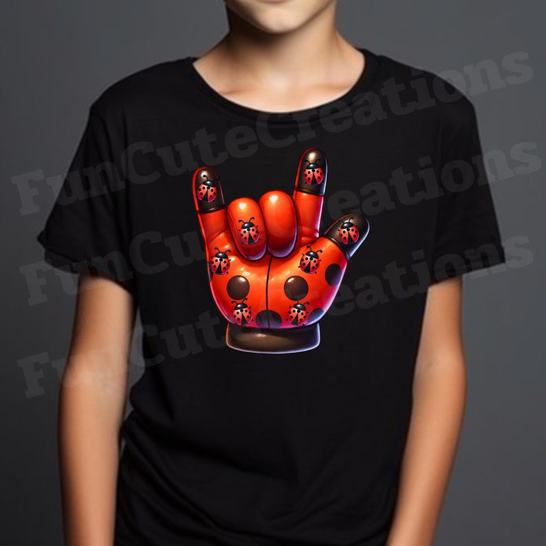 Ladybug Hand Glove I Love You ASL PNG, Ladybug Hand Sign PNG, Spring ...