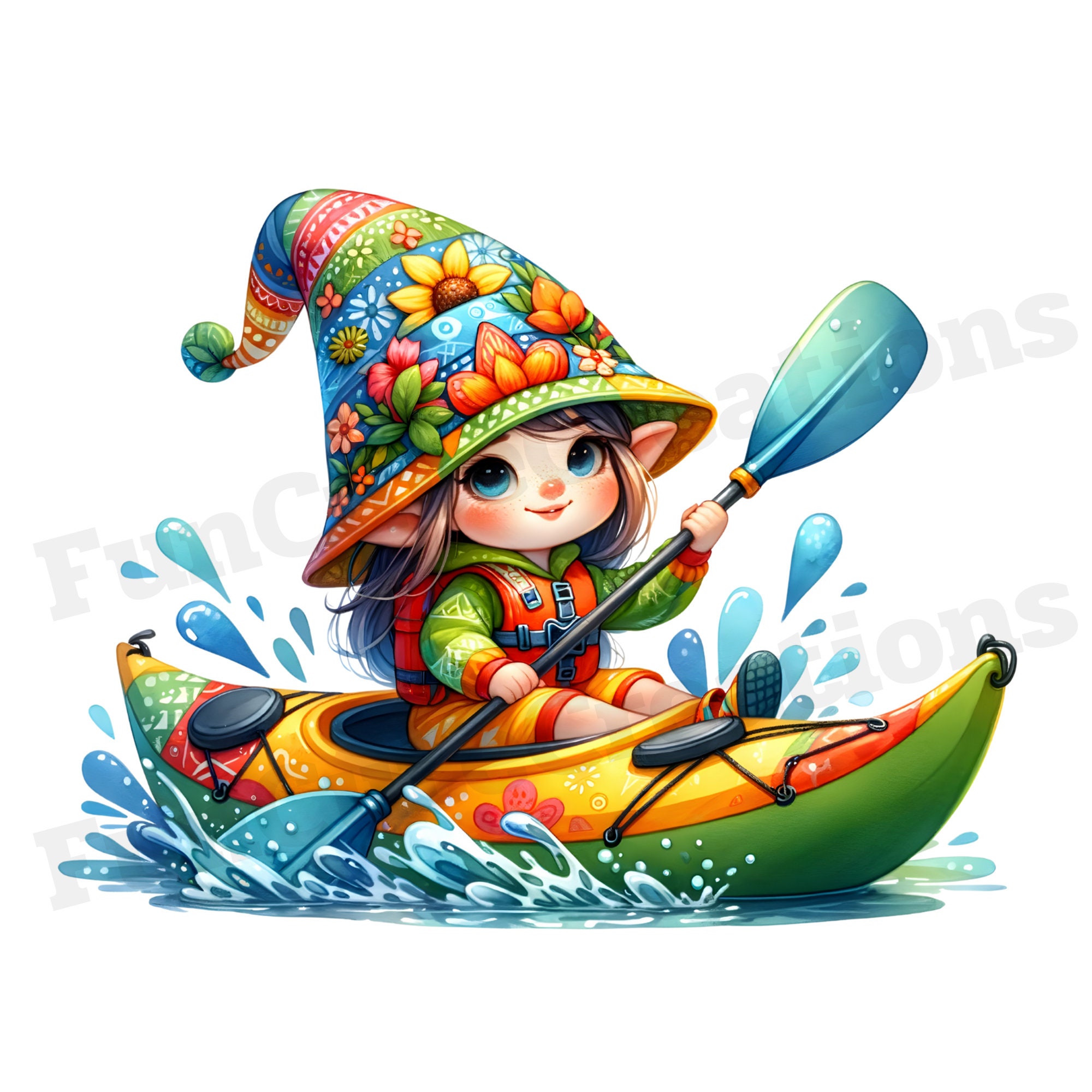 Kayak Gnome Clipart, Kayak Clipart, Camping Gnome, Water Sport Gnome ...
