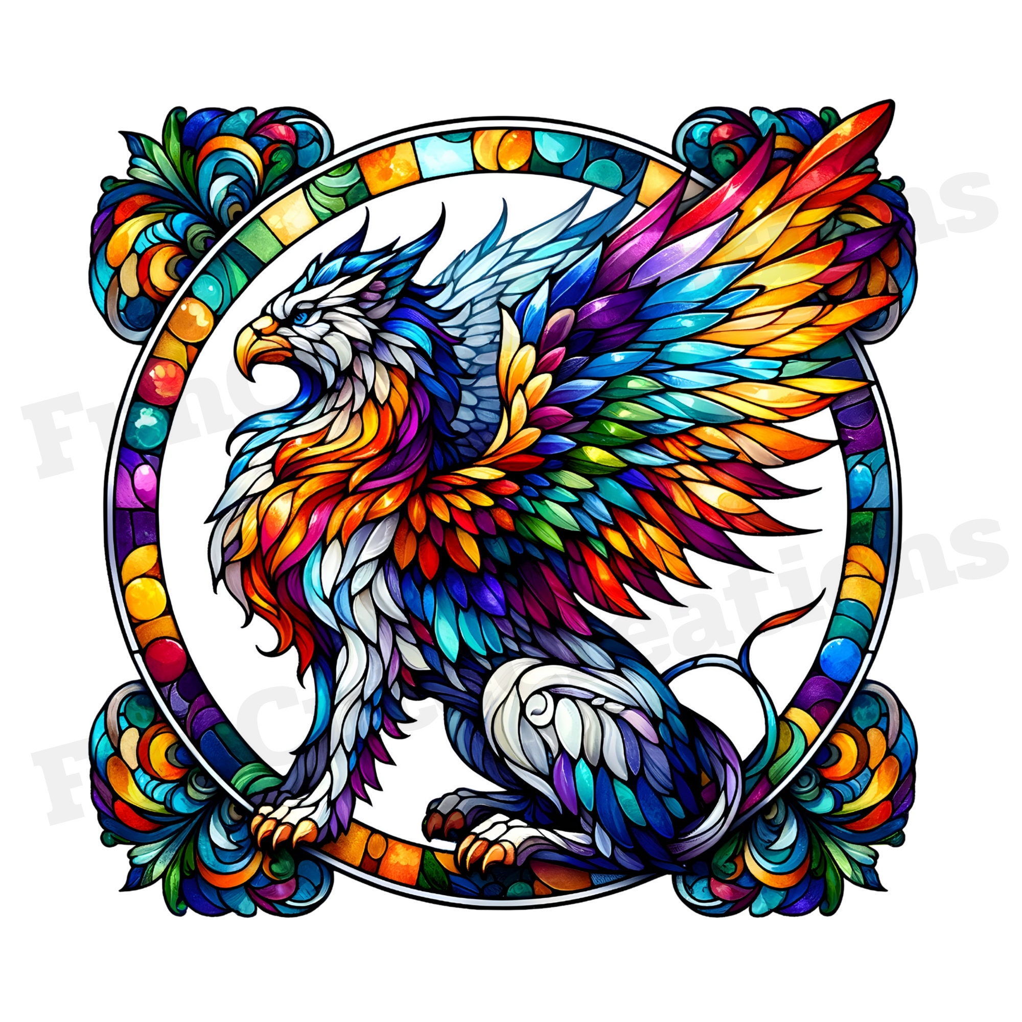 Mythological Creature Stained Glass Clipart, Mythology Clipart, Fantasy ...