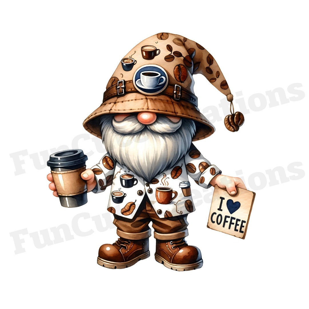 Coffee Gnome Clipart, Coffee Clipart, Coffee Bean Gnome, Cafe Gnome PNG ...