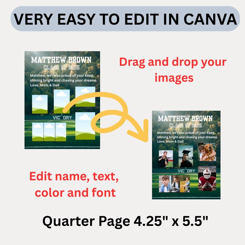 Yearbook Ad Template Football Field Background, Editable Canva Yearbook ...