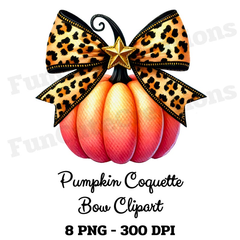 Pumpkin Coquette Bow Clipart, Leopard Pumpkin PNG, Coquette Bow PNG ...