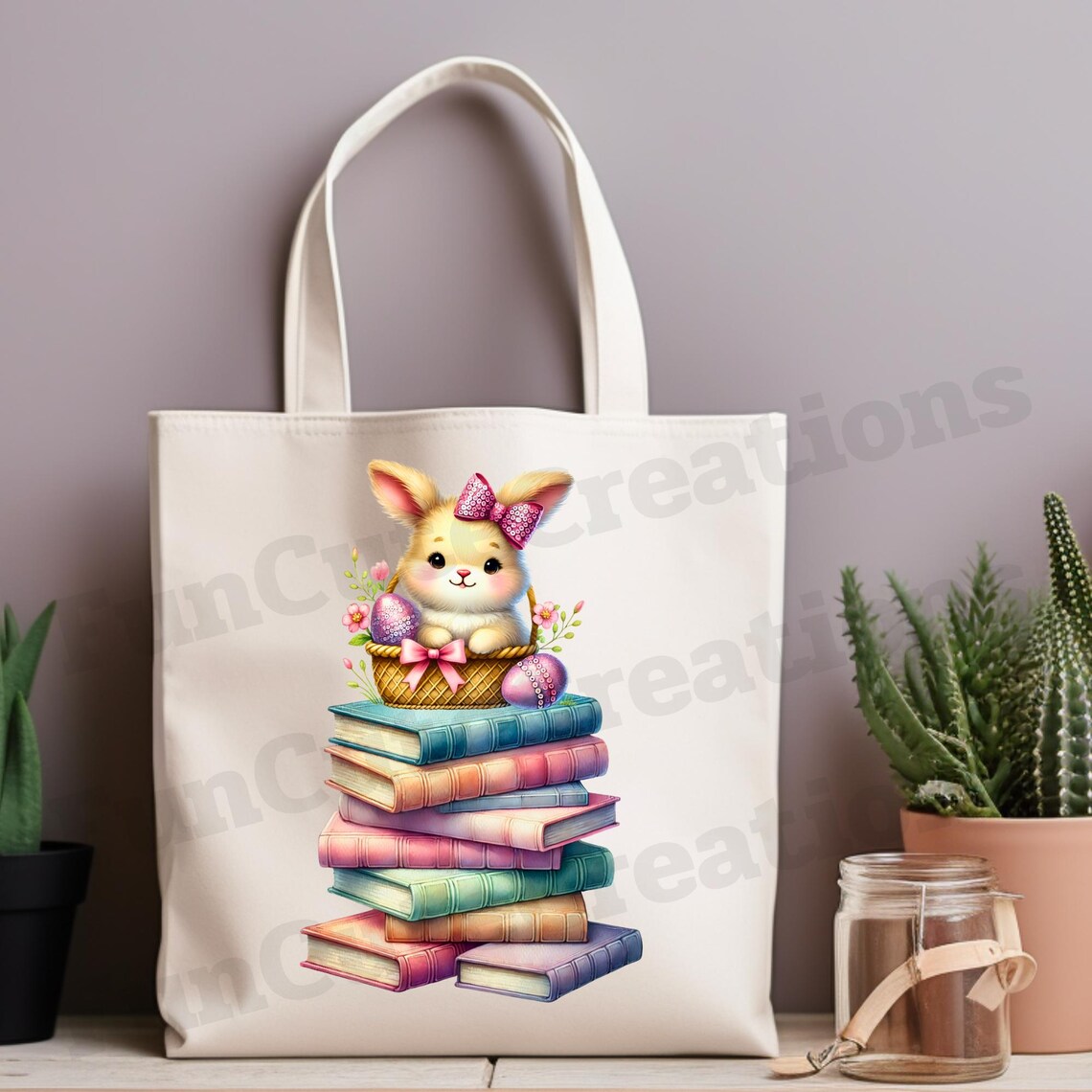 Easter Coquette Stack of Books PNG, Cute Book PNG, Easter Bunny PNG ...