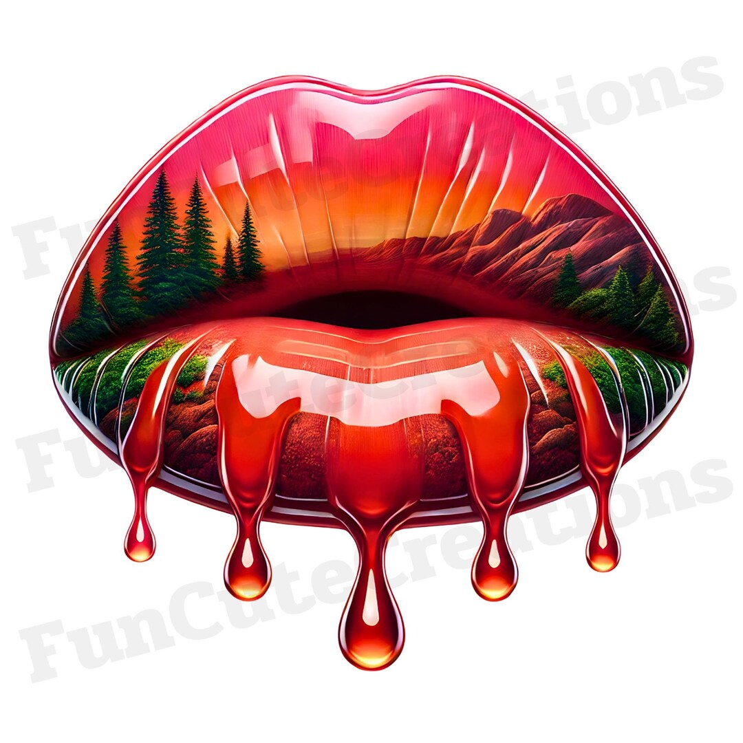 Dripping Lips With Forest View PNG, Forest Lips Clipart, Nature Lips ...