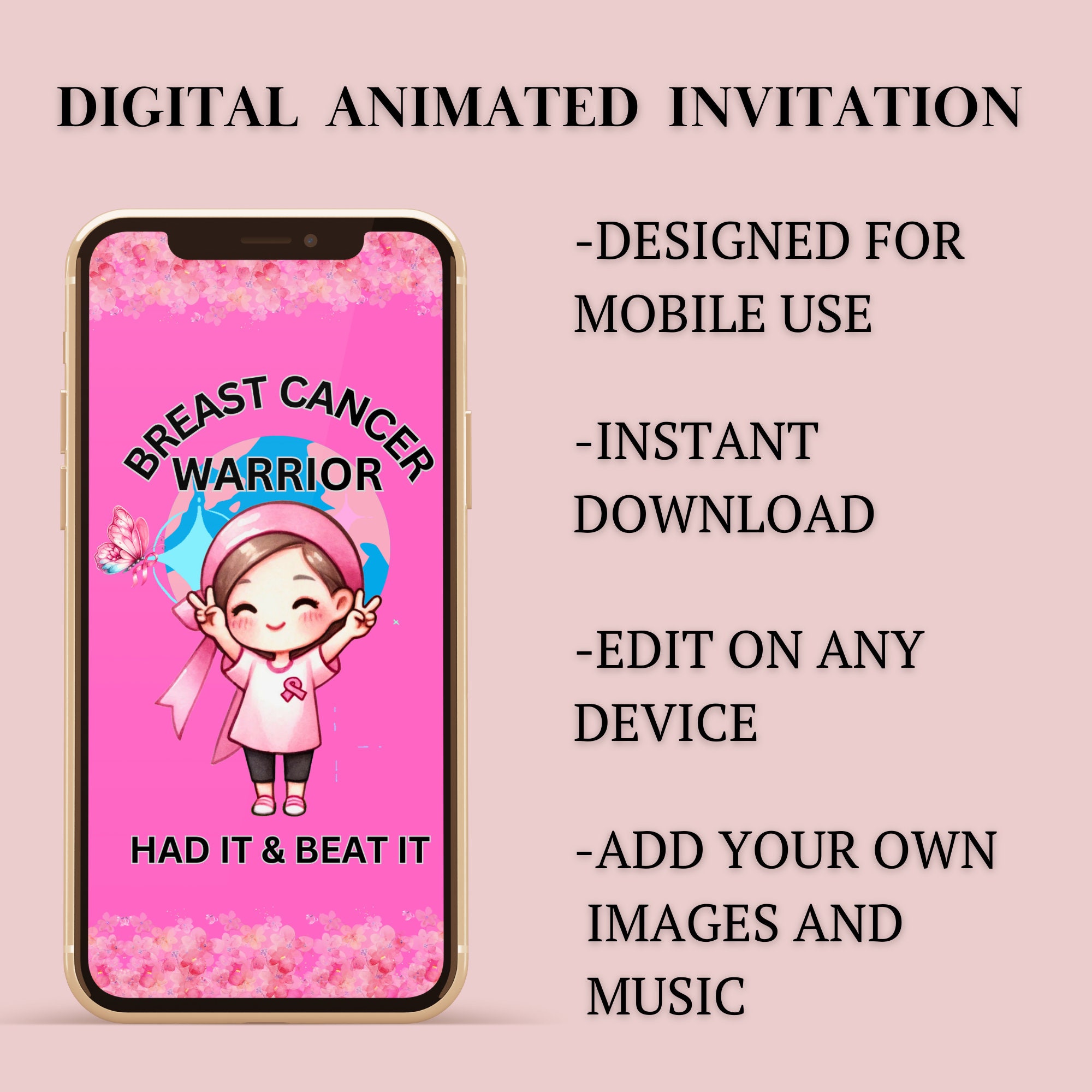 Breast Cancer Survivor Invitation, Digital Breast Cancer Survivor ...