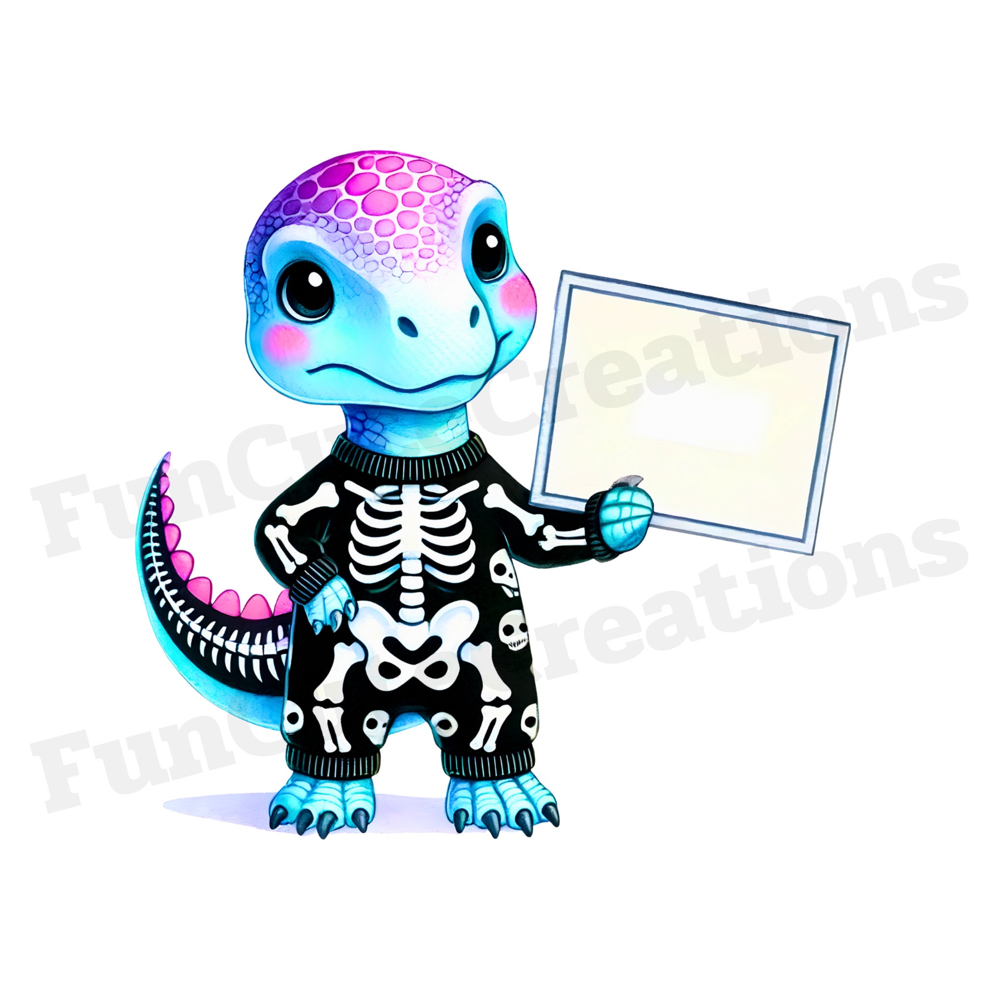 Halloween Dino With Sign Clipart, Halloween Dino PNG, Cute Dino PNG ...