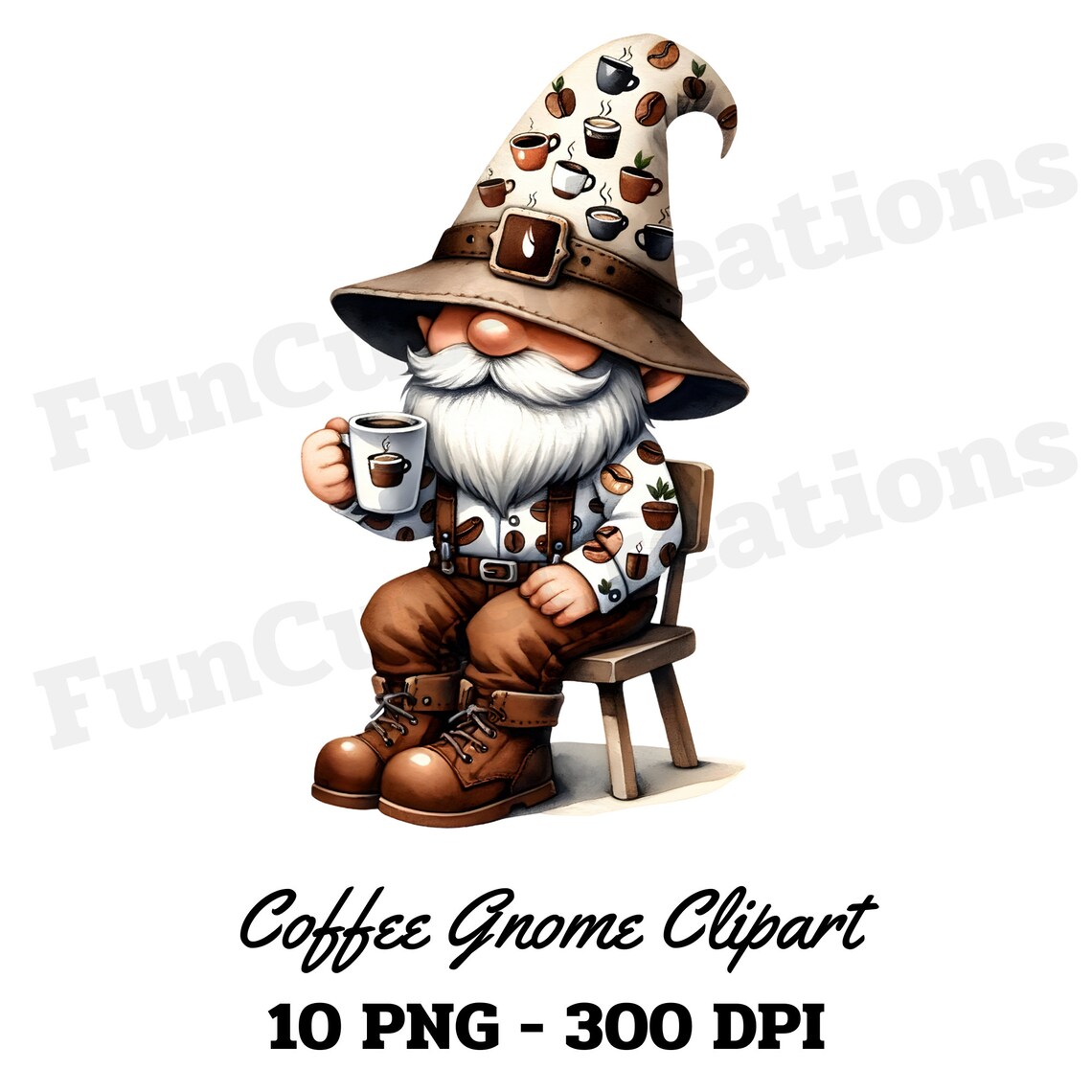 Coffee Gnome Clipart, Coffee Clipart, Coffee Bean Gnome, Cafe Gnome PNG ...