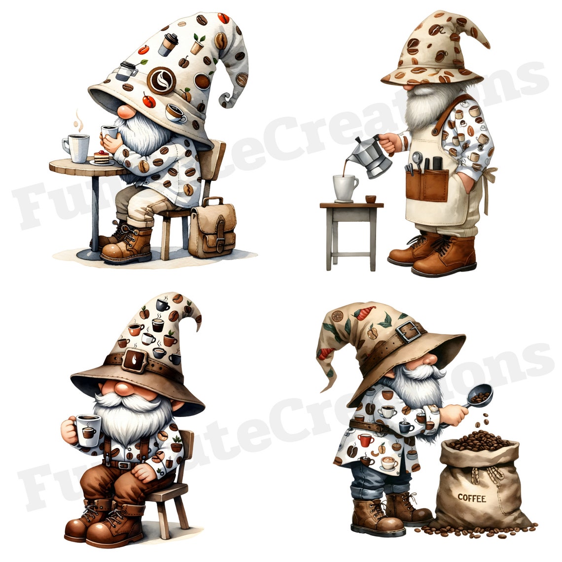 Coffee Gnome Clipart, Coffee Clipart, Coffee Bean Gnome, Cafe Gnome PNG ...