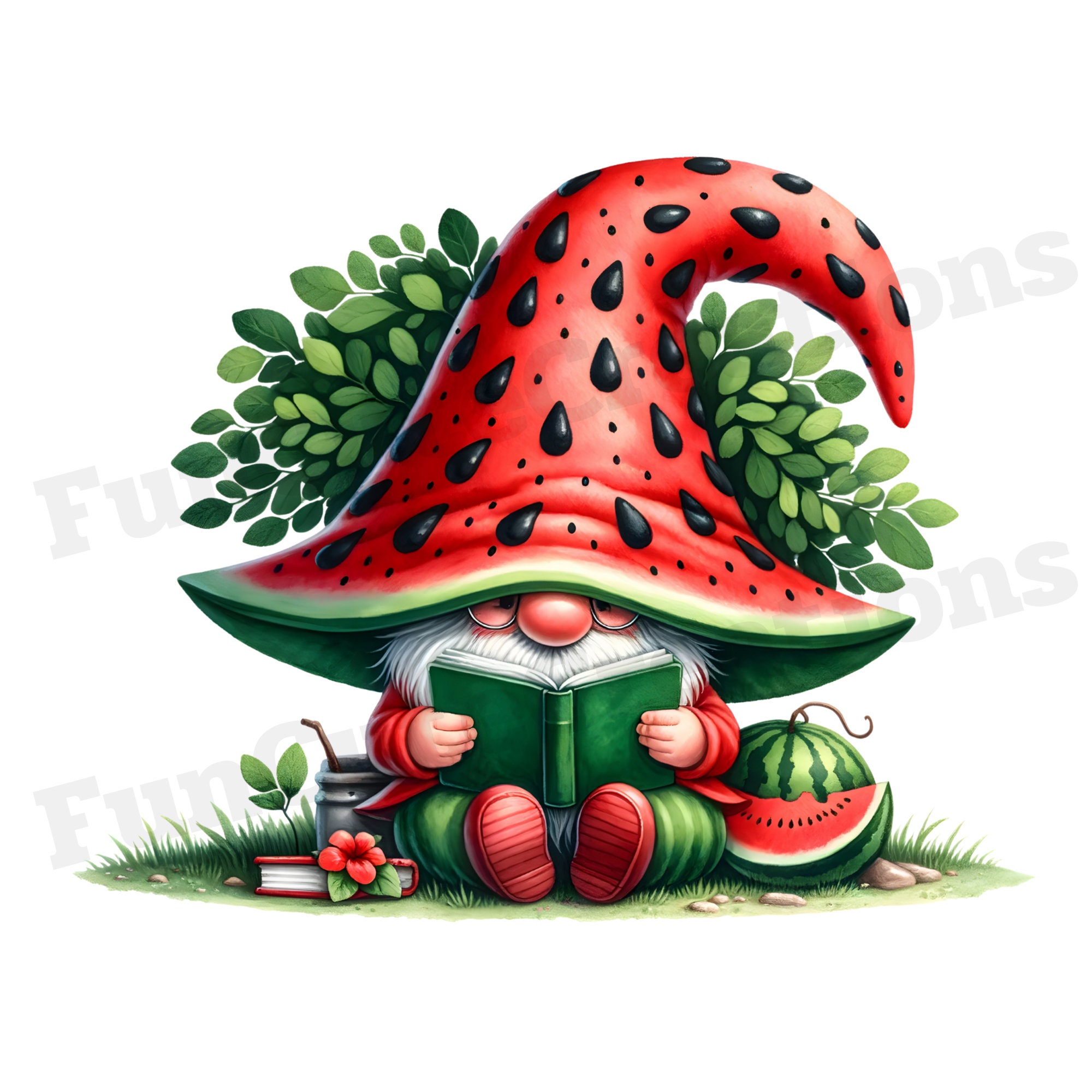 Watermelon Gnome Clipart, Watermelon Clipart, Gnome Summer Clipart ...