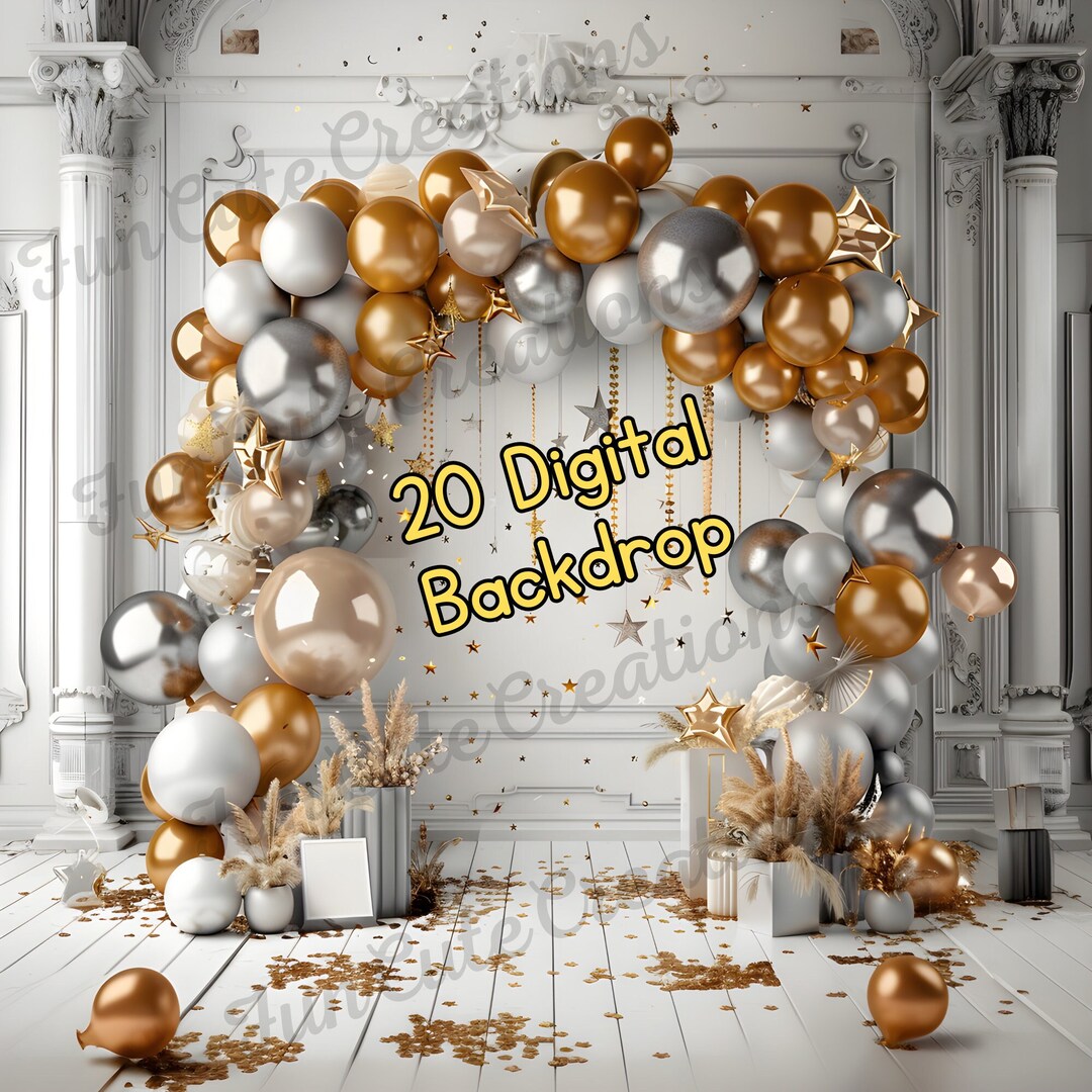 Graduation Backdrop, Digital Background for Grad, Balloon Graduation ...