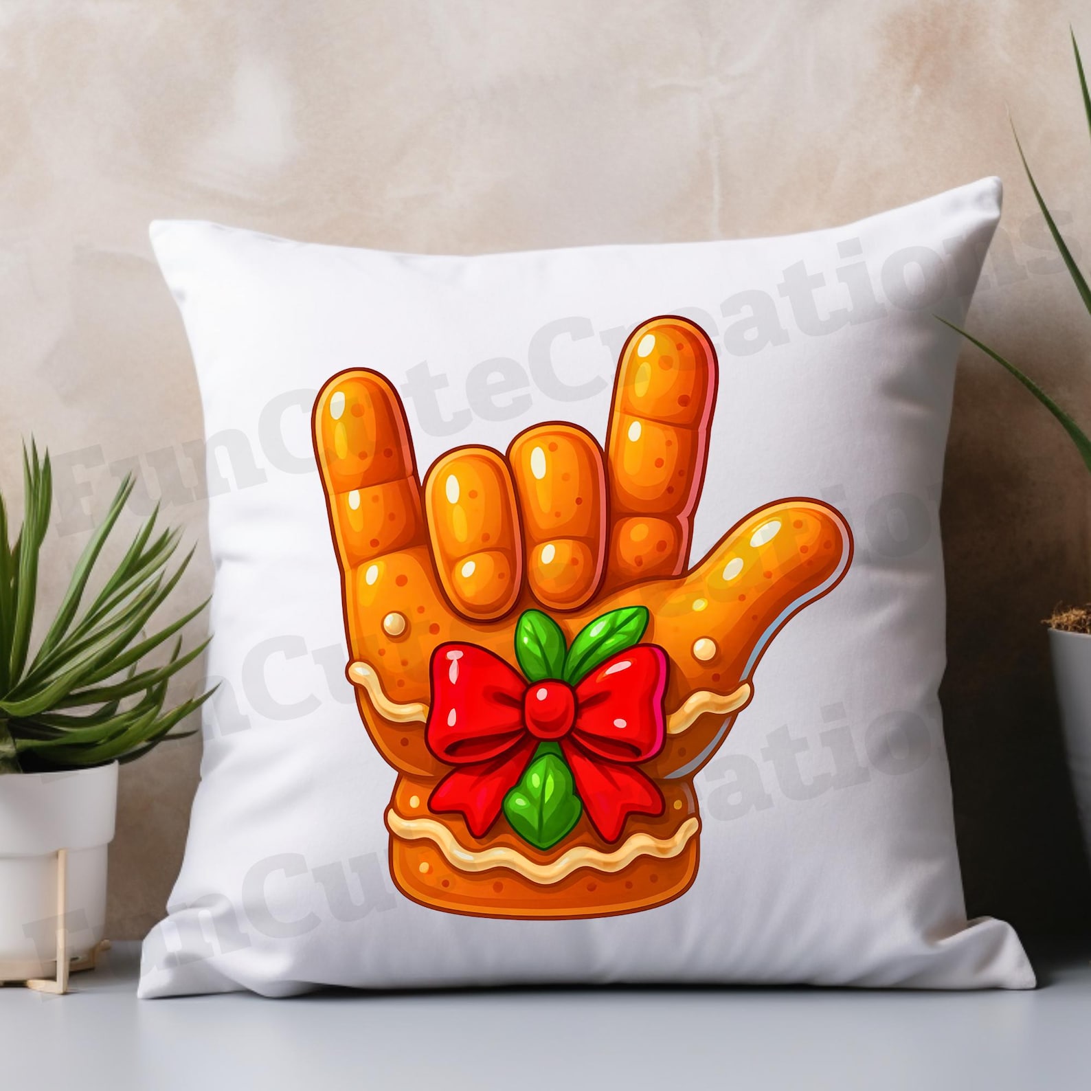 Gingerbread Coquette Bow Hand Glove I Love You ASL PNG, Sweet Christmas ...