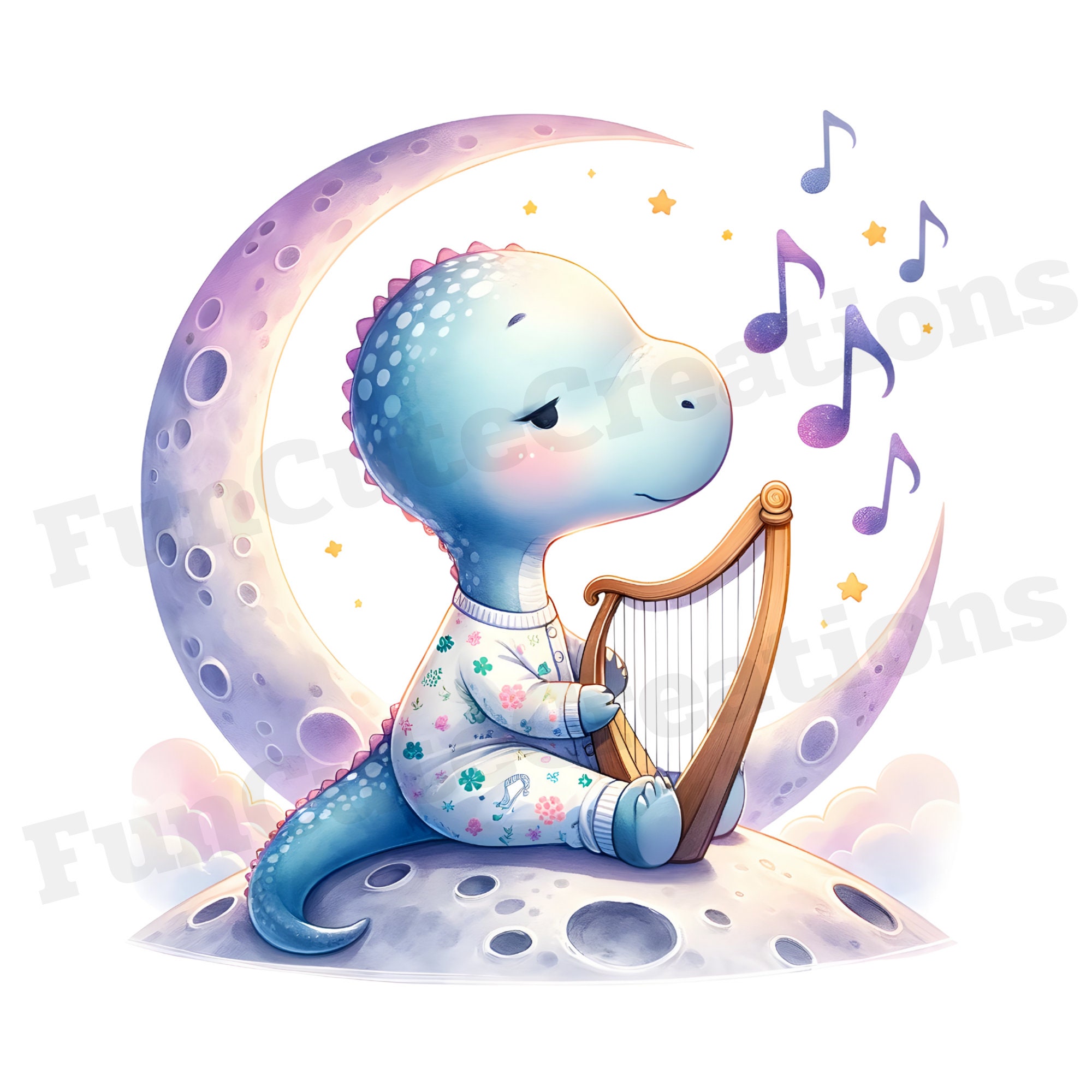 Dino Sit on the Moon Clipart, Moon Clipart, Dinosaur Moon Clipart ...