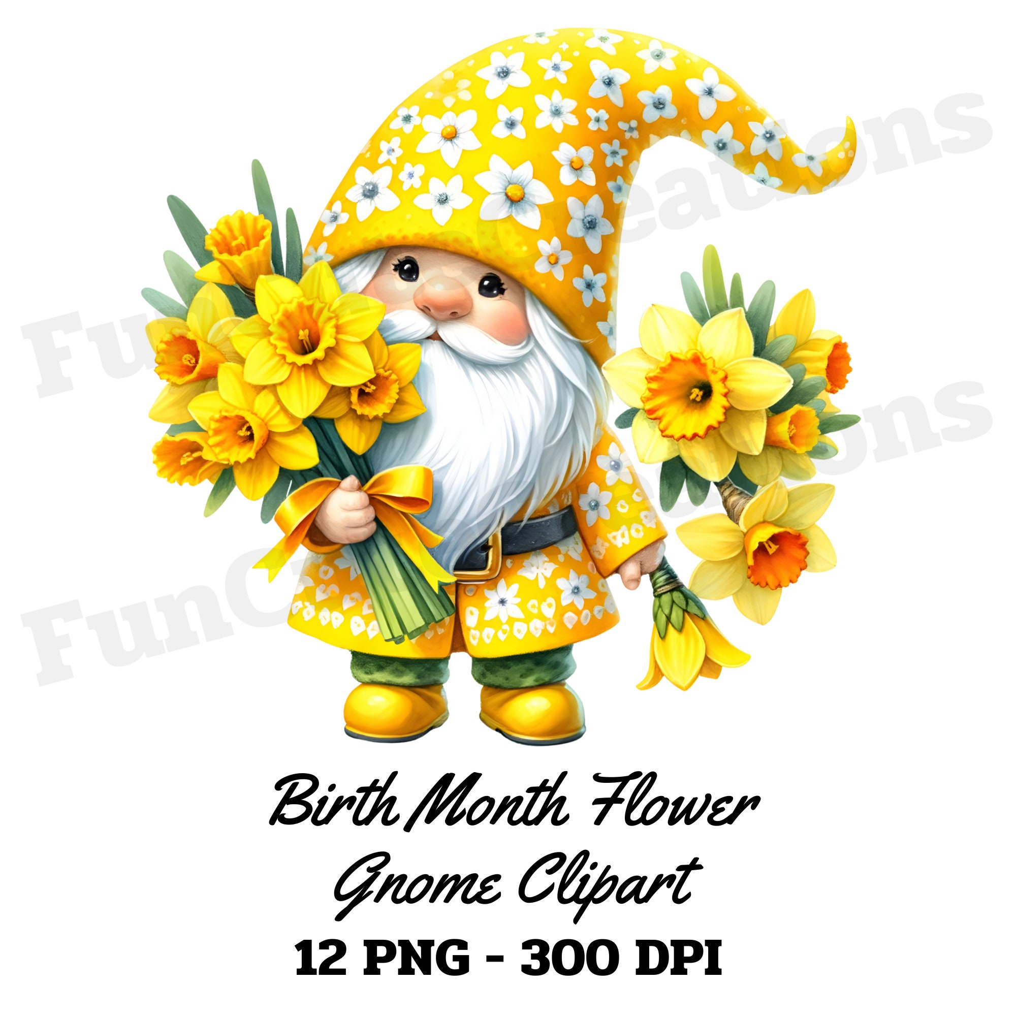 Birth Month Flower Gnome Clipart, Floral Gnome PNG, Birthday Gnomes ...