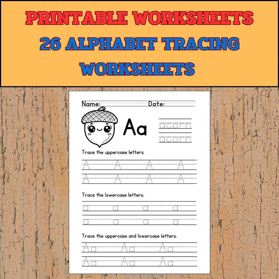 26 Printable Alphabet Tracing Worksheets, ABC Tracing, Uppercase and ...