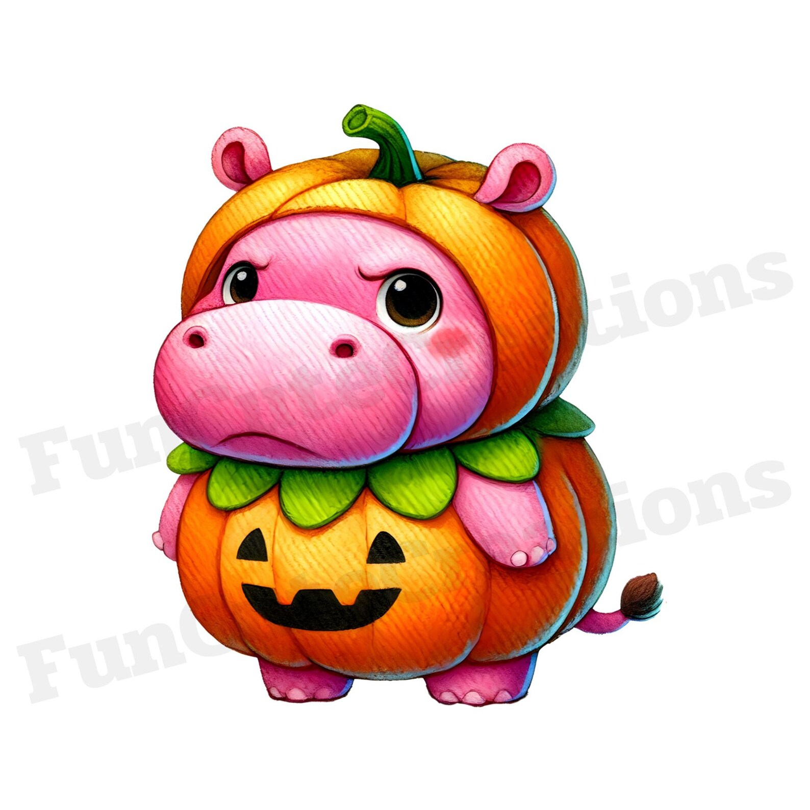 Halloween Hippo Clipart Set, Hippo in Costume PNG, Spooky Hippo PNG ...