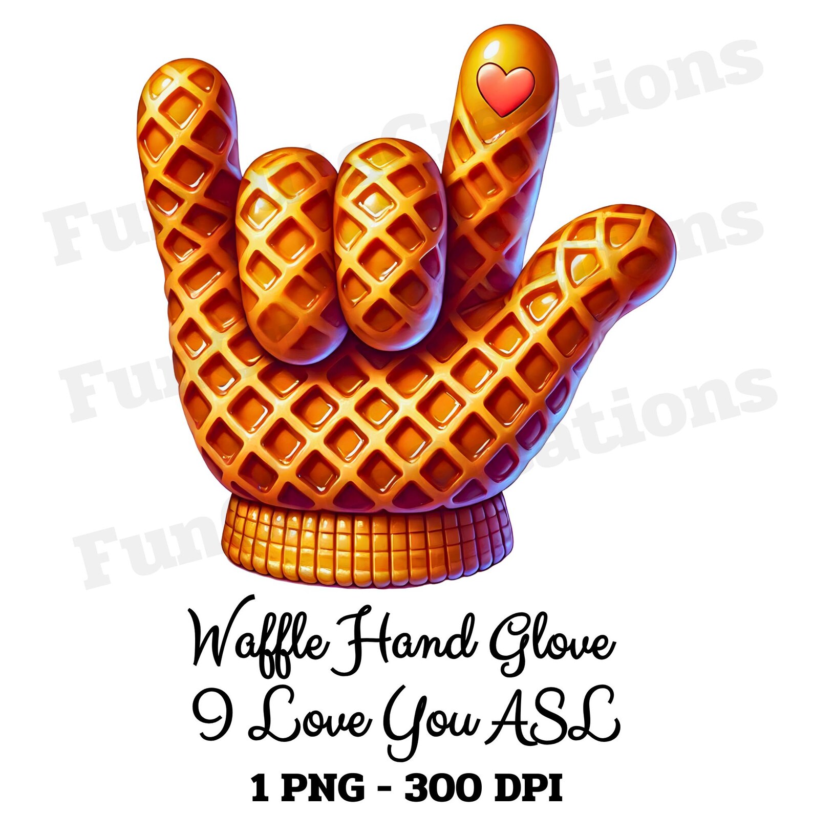 Waffle Hand Glove I Love You ASL PNG, Breakfast Hand Sign PNG, Waffle ...