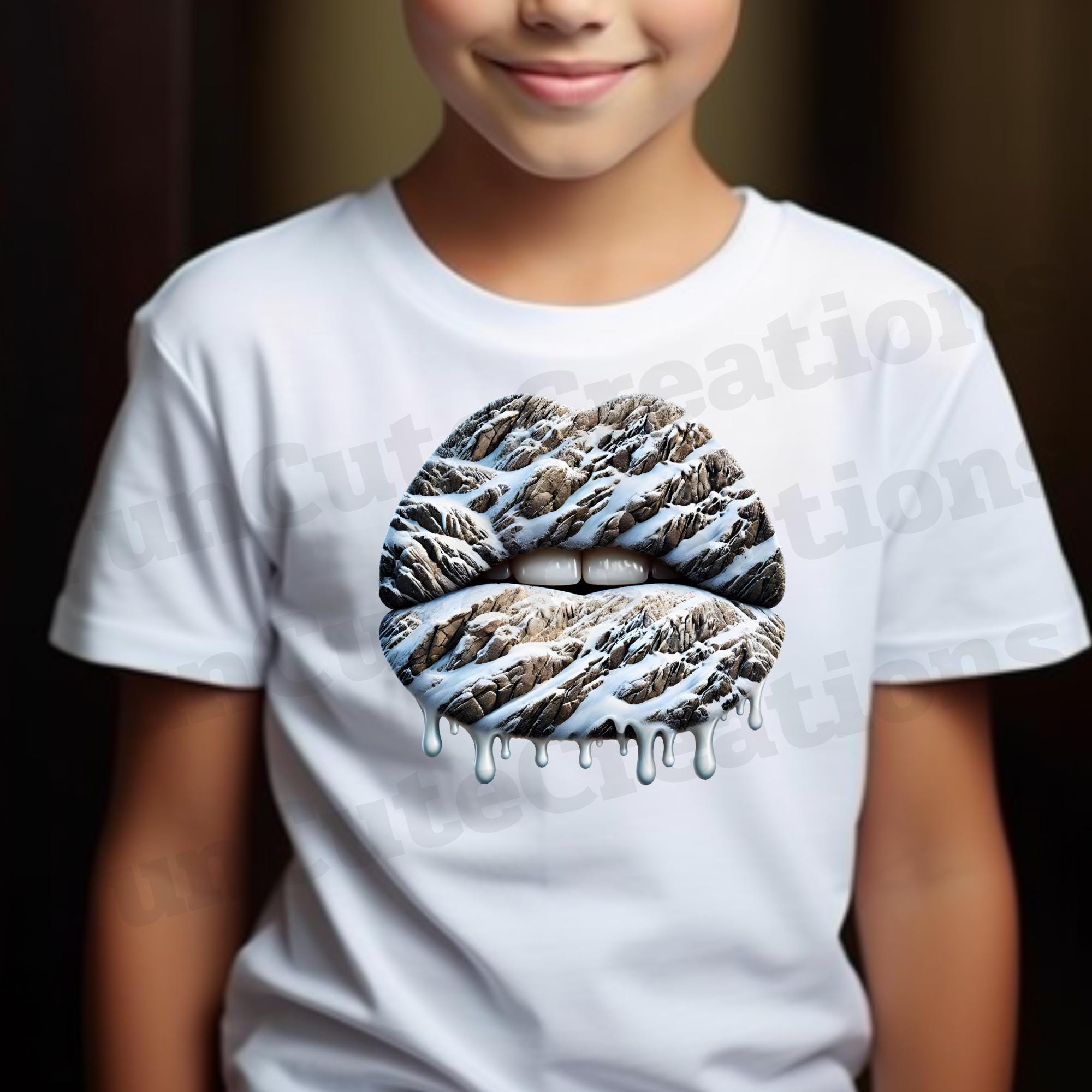 Dripping Lips With Rocks and Snow PNG, Adventure Lips Clipart, Winter ...