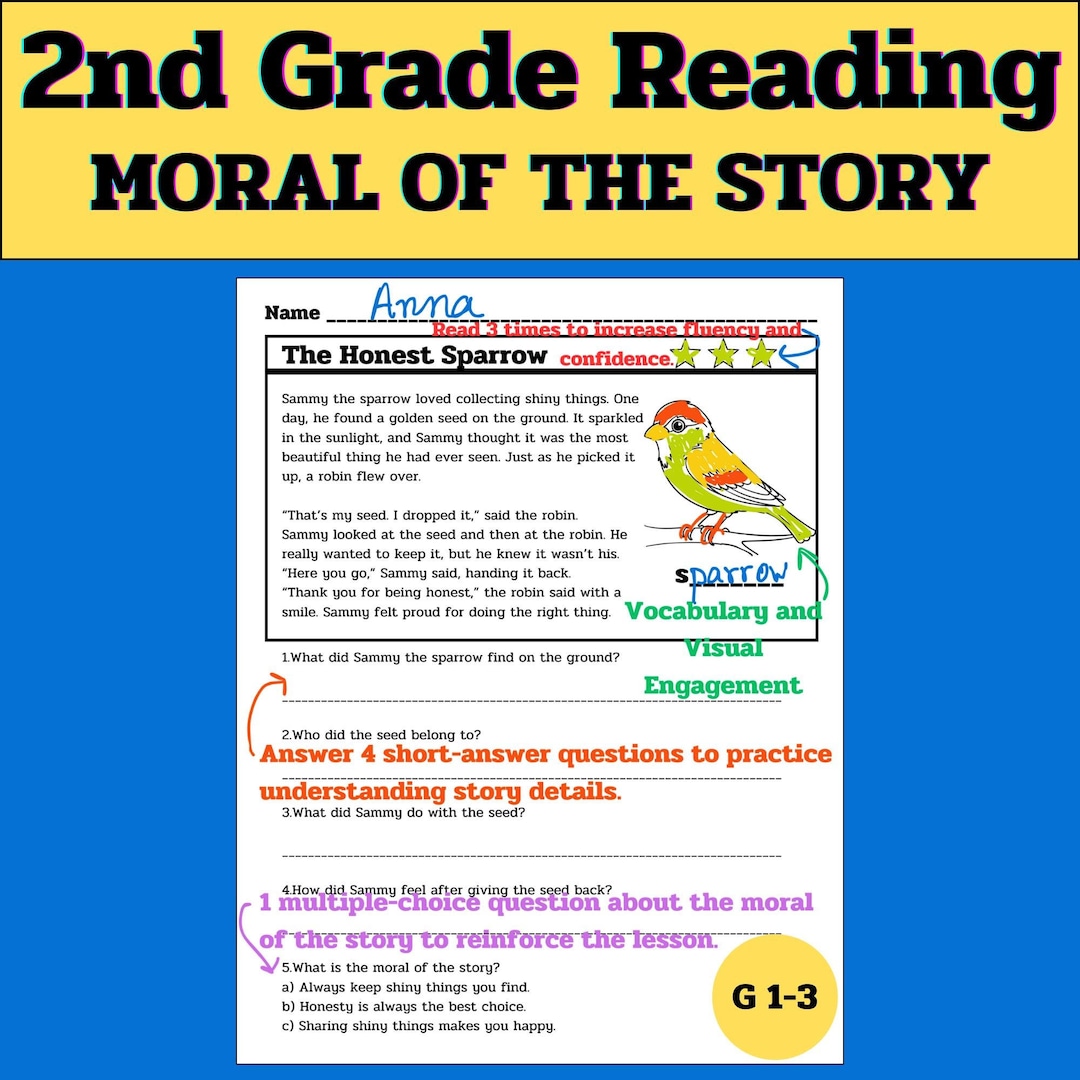 2nd Grade Reading Comprehension Worksheets Moral of the Story, Life ...