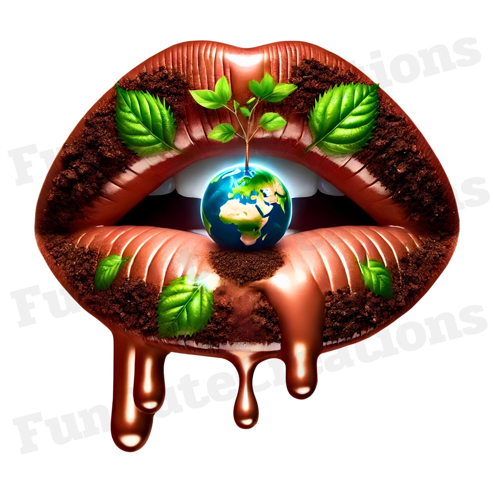 Earth Day Dripping Lips PNG, Eco-friendly Lips PNG, Save the Planet ...