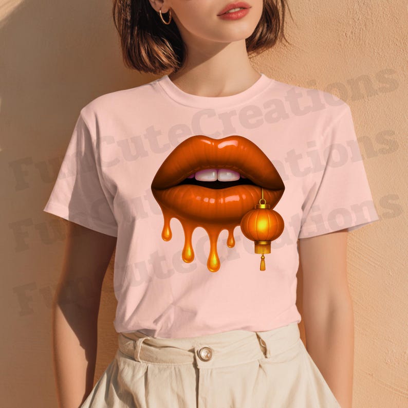 Chinese Lantern Glow Dripping Lips PNG, Lunar New Year Lips PNG ...