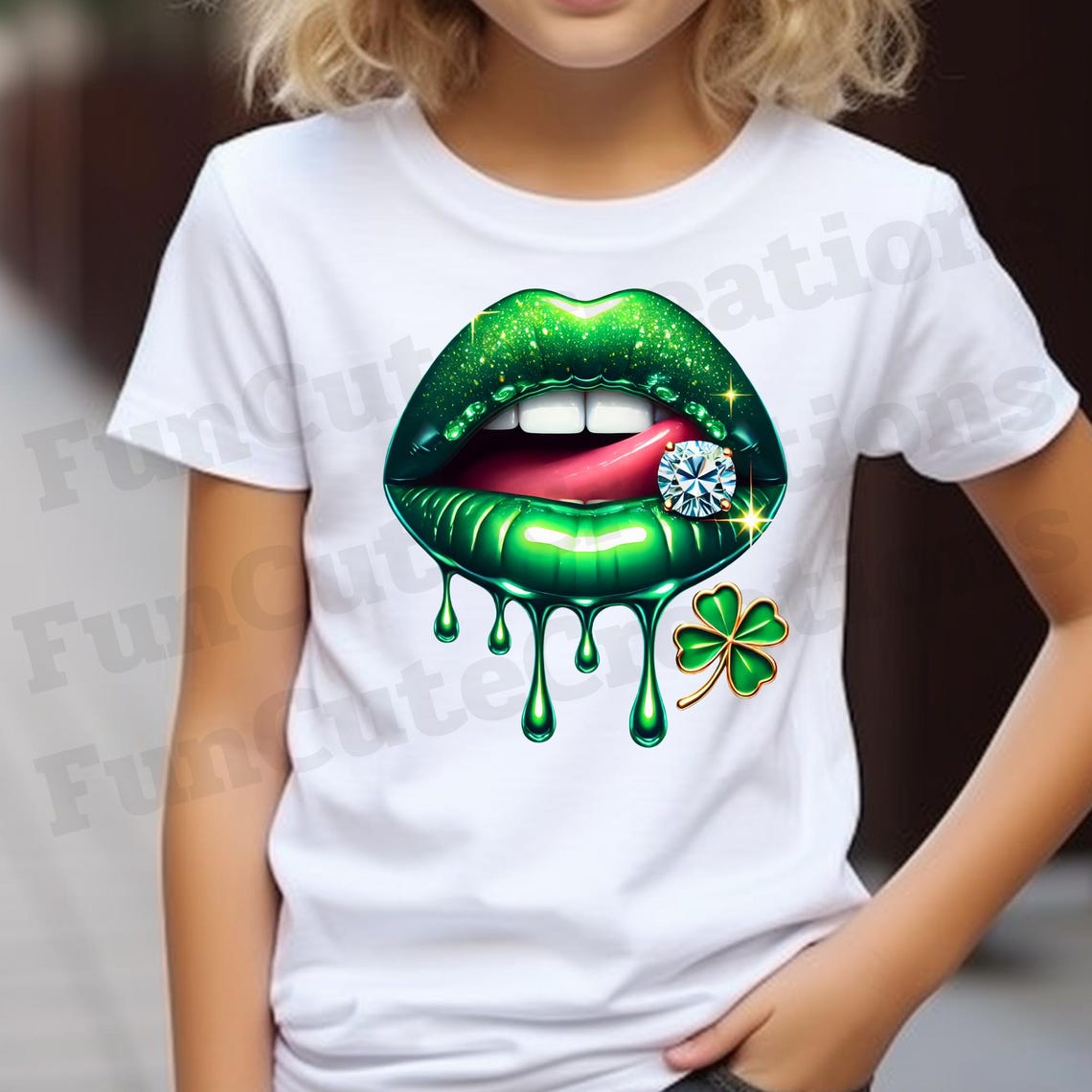 Green Dripping Lips With Clover PNG, St. Patrick’s Day PNG, Shamrock ...