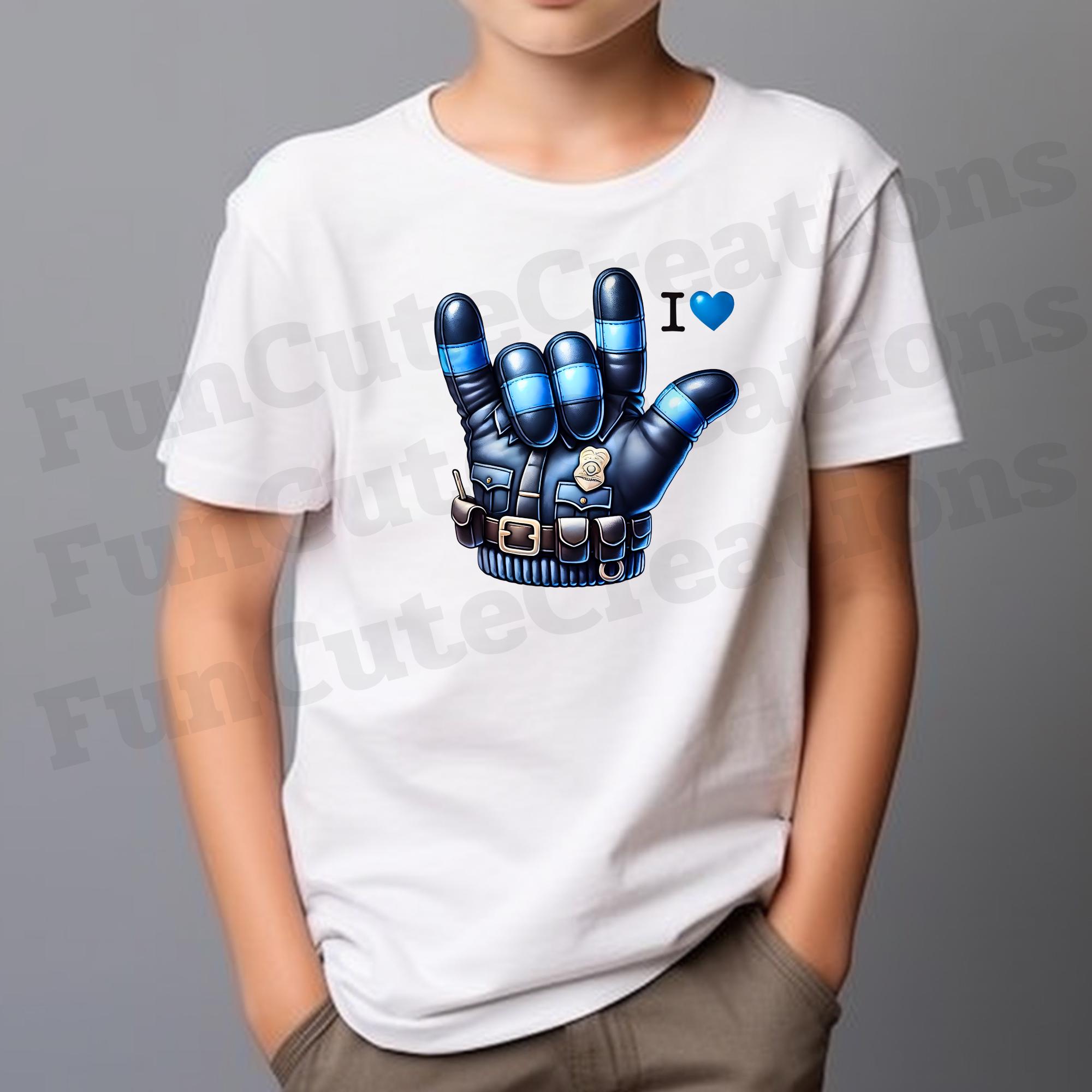 Police Hand Glove I Love You ASL PNG, Police Sublimation PNG, Police ...
