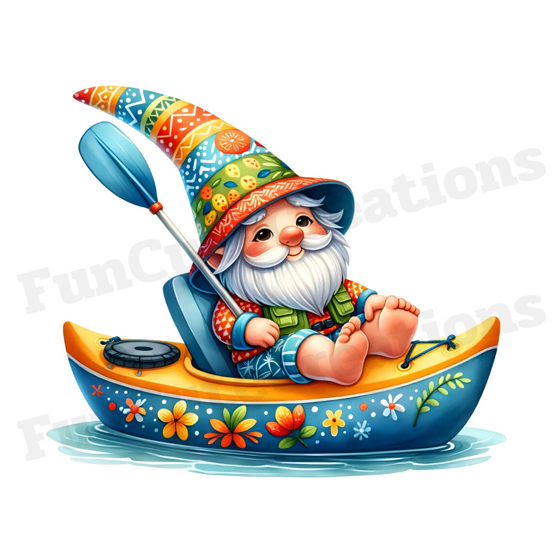 Kayak Gnome Clipart, Kayak Clipart, Camping Gnome, Water Sport Gnome ...