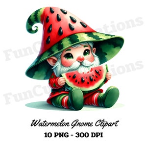 Watermelon Gnome Clipart, Watermelon Clipart, Gnome Summer Clipart ...