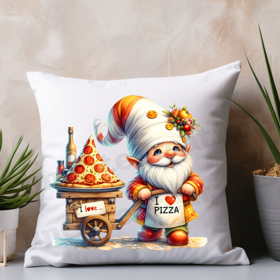 Pizza Gnome Watercolor Clipart Bundle, Chef Gnome Artwork, Pizza Lovers ...