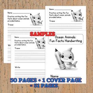 Ocean Animals Fun Facts Handwriting Practice, Printable Handwriting ...