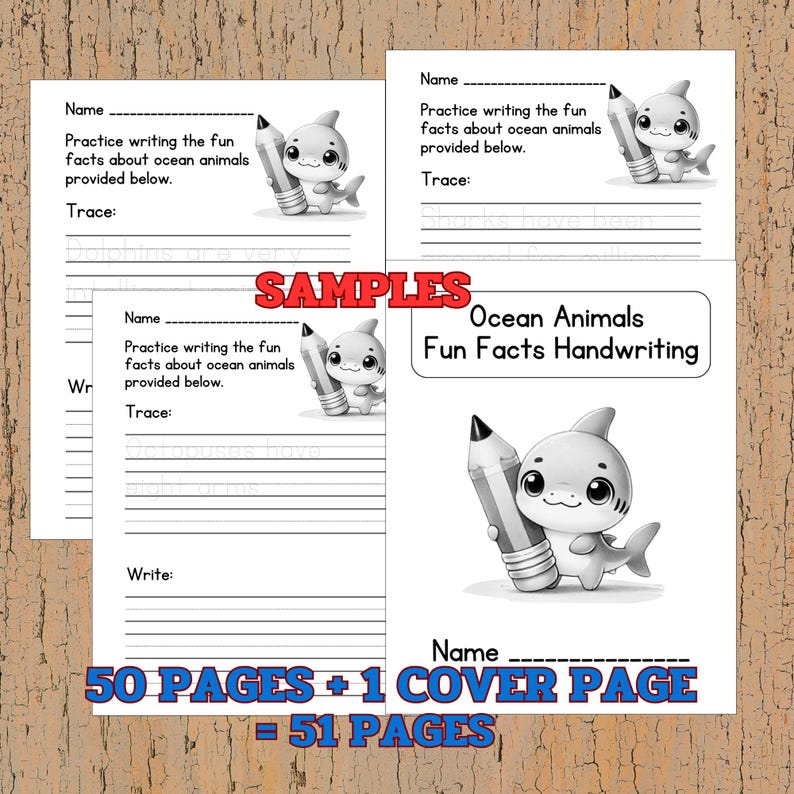Ocean Animals Fun Facts Handwriting Practice, Printable Handwriting ...