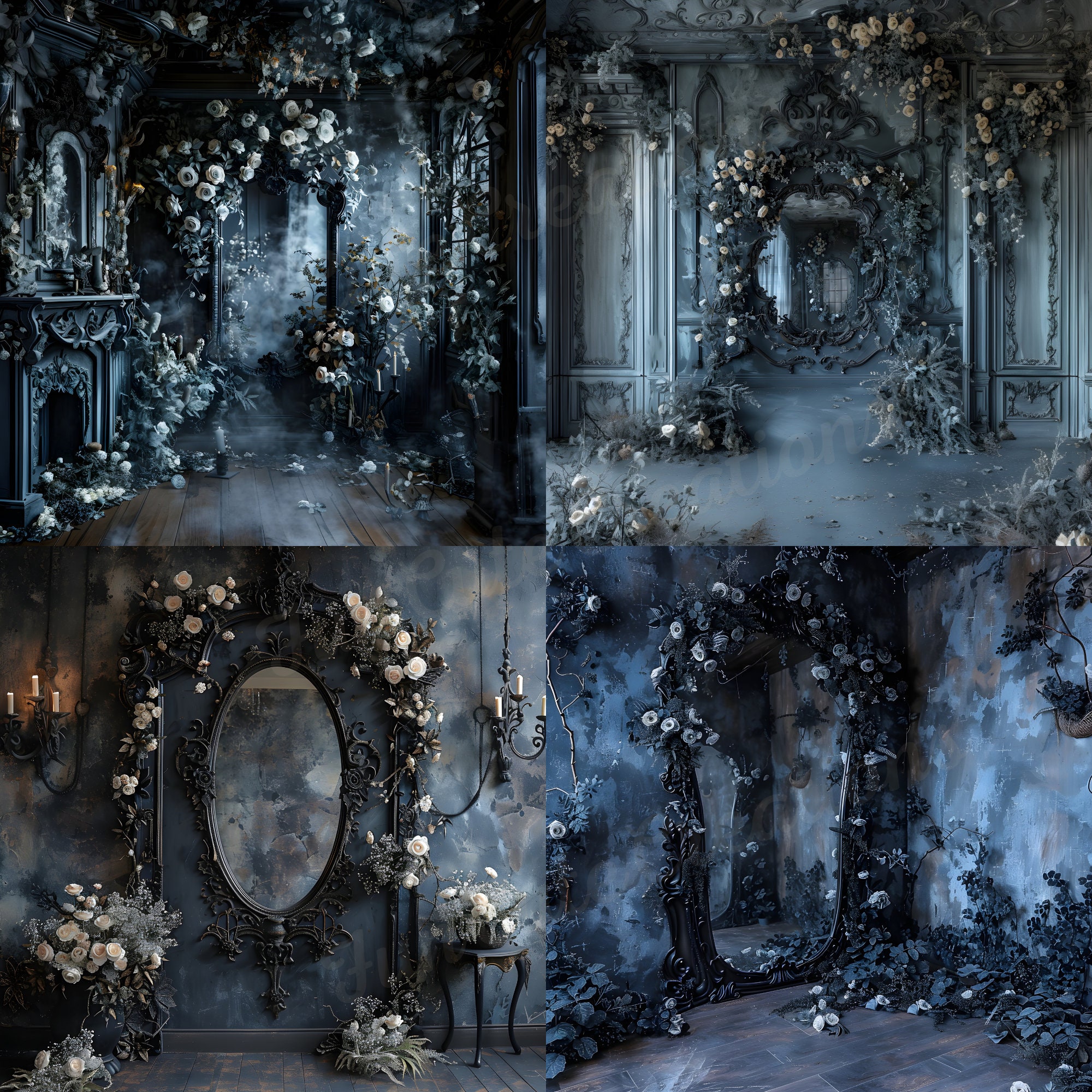 Halloween Mirror Chamber Backdrop, Victorian Mirror Chamber Backdrop ...
