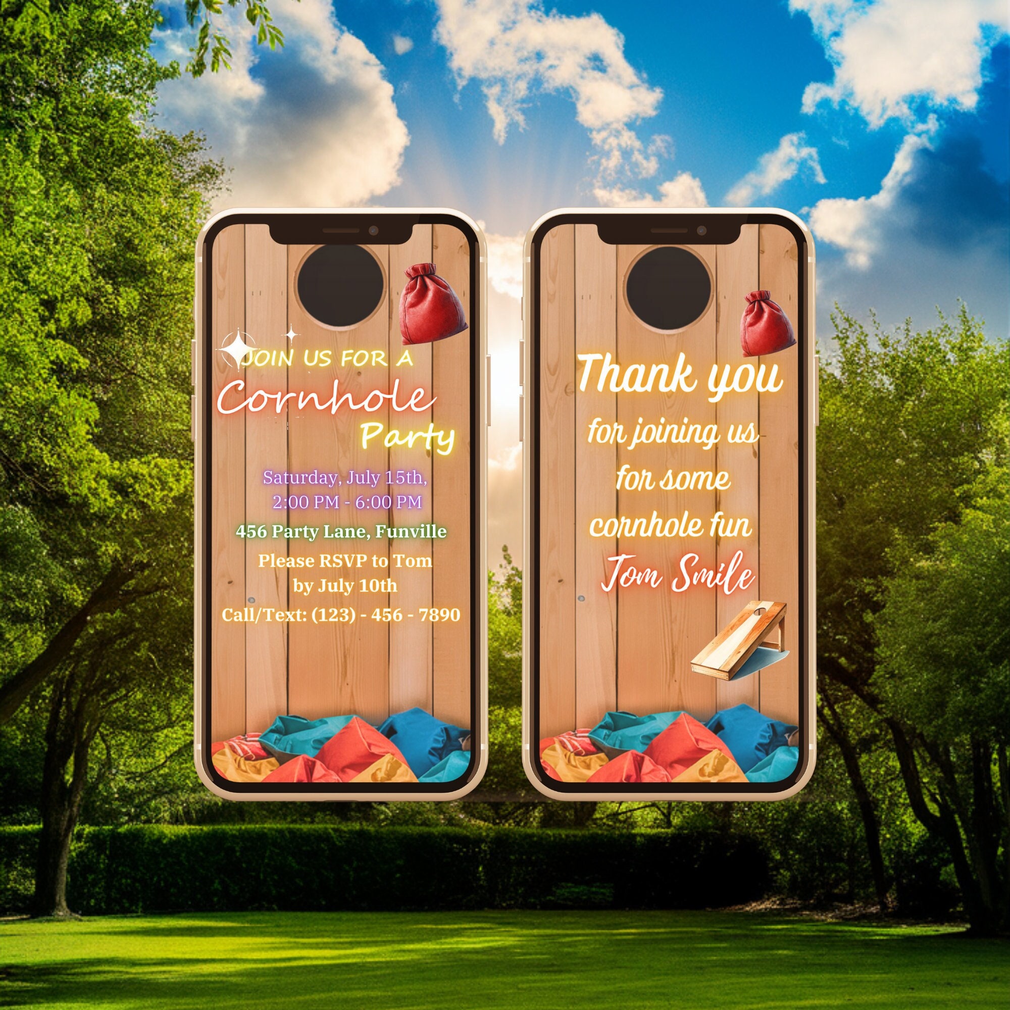 Cornhole Party Invitation Template, Cornhole Invitation, Cornhole ...