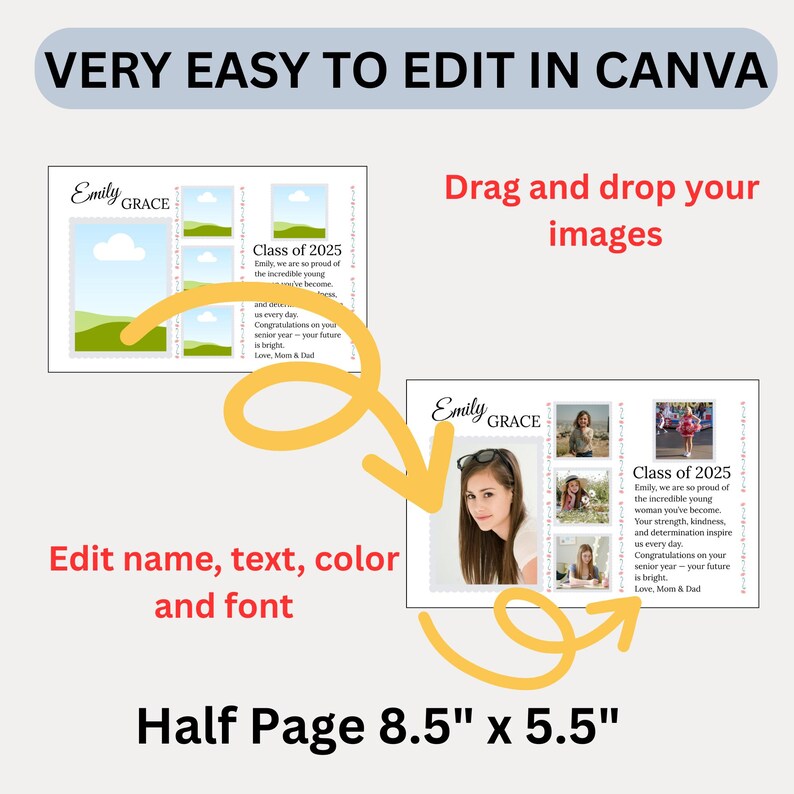 Yearbook Ad Template Small Flowers Border, Editable Yearbook Page, High ...