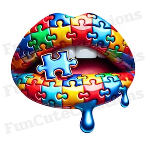 Autism Dripping Lips PNG, Autism Awareness Month, Autism Puzzle PNG ...