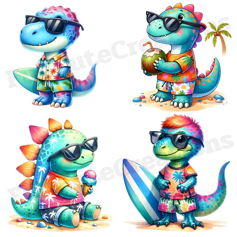 Summer Dinosaur Clipart, Dinosaur PNG, Beach Dinosaur, Dinosaur Lover ...