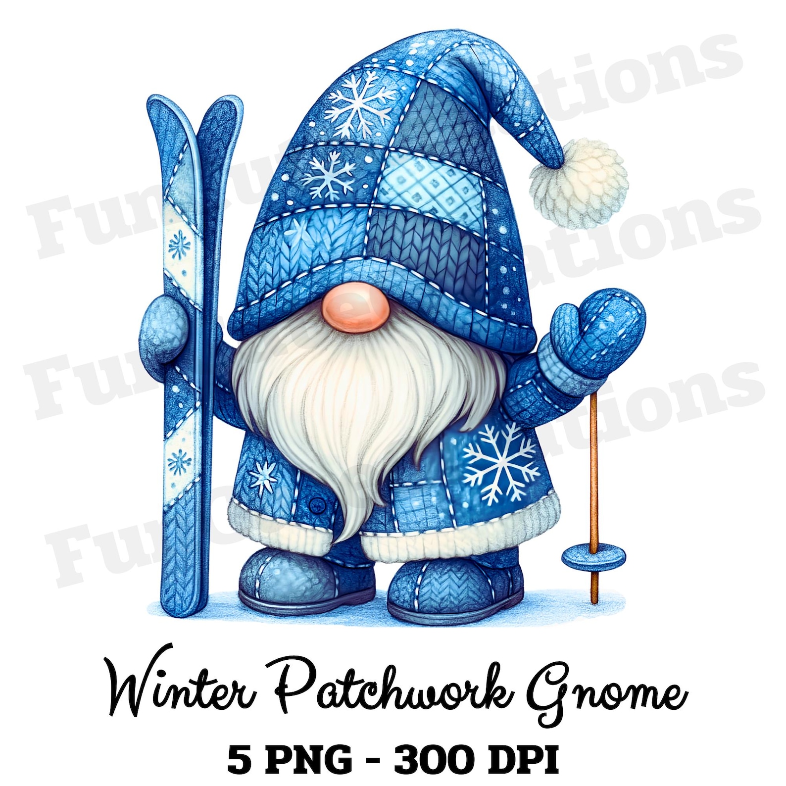 Winter Patchwork Gnome PNG, Cozy Winter Gnome PNG, Christmas Gnome PNG ...