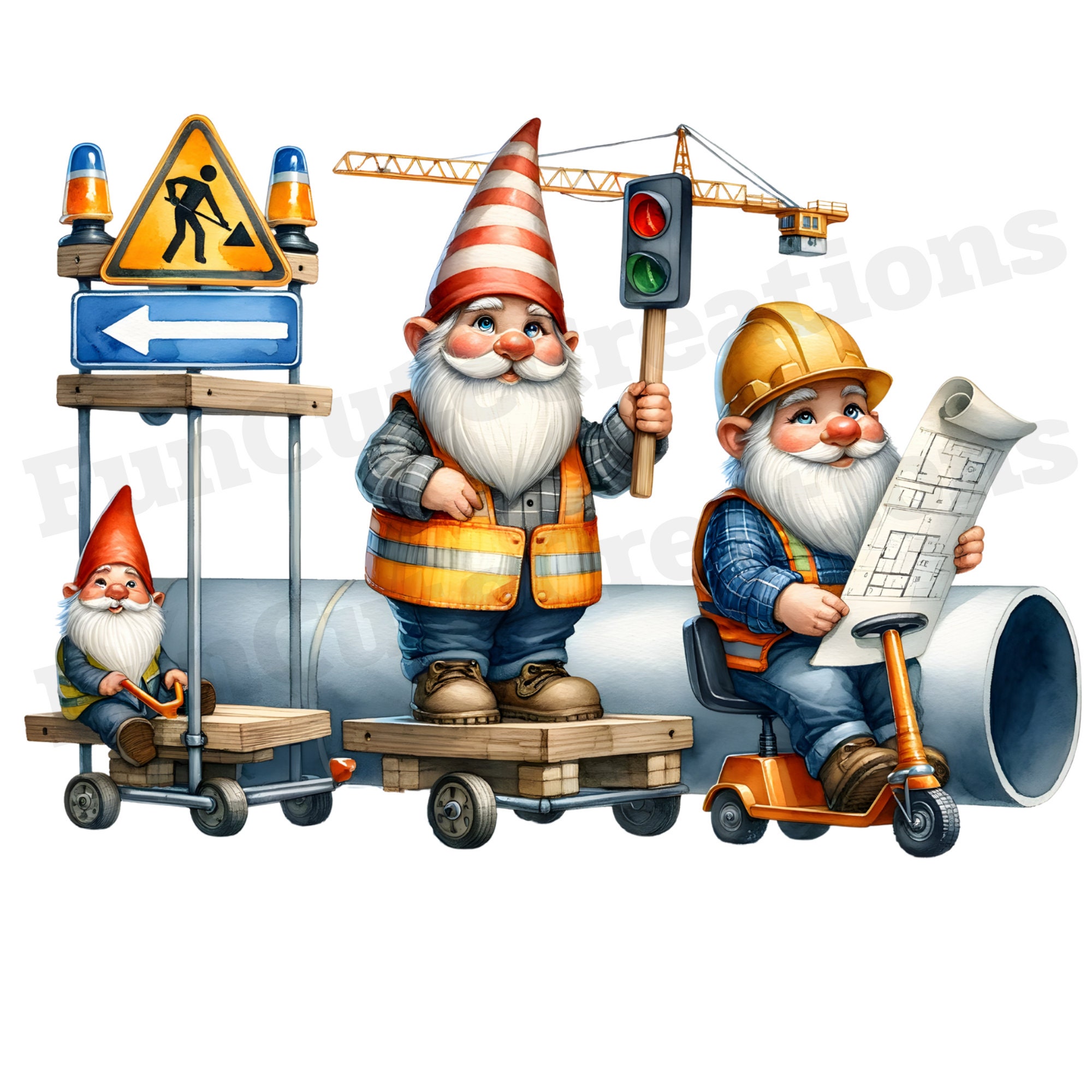 Construction Three Gnomes Clipart, Builder Gnomes, Construction PNG ...