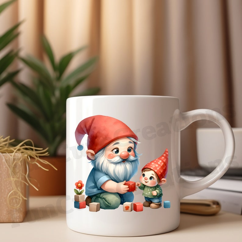 Father's Day Gnome Watercolor Clipart Bundle, Father's Day Clipart ...