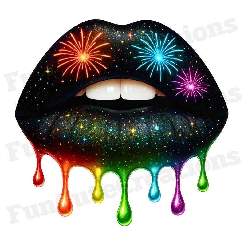 Fireworks Dripping Lips PNG, Happy New Year Dripping Lips, Party Lips ...