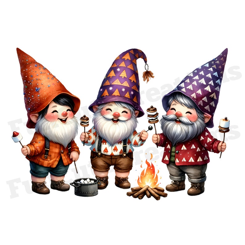 Smores Gnomes Clipart, Smores Clipart, Campfire Gnome Art, Camping Food ...