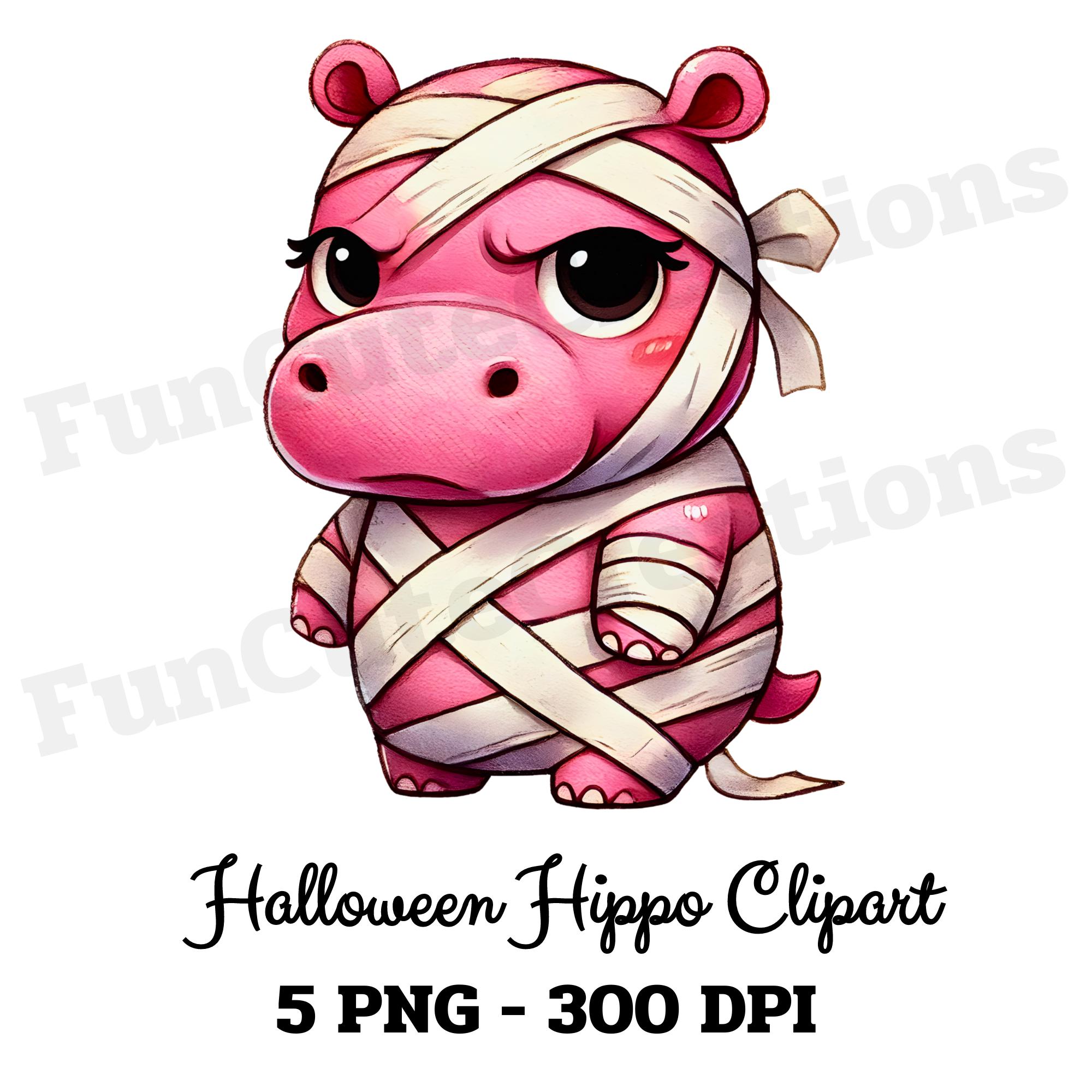 Halloween Hippo Clipart Set, Hippo in Costume PNG, Spooky Hippo PNG ...