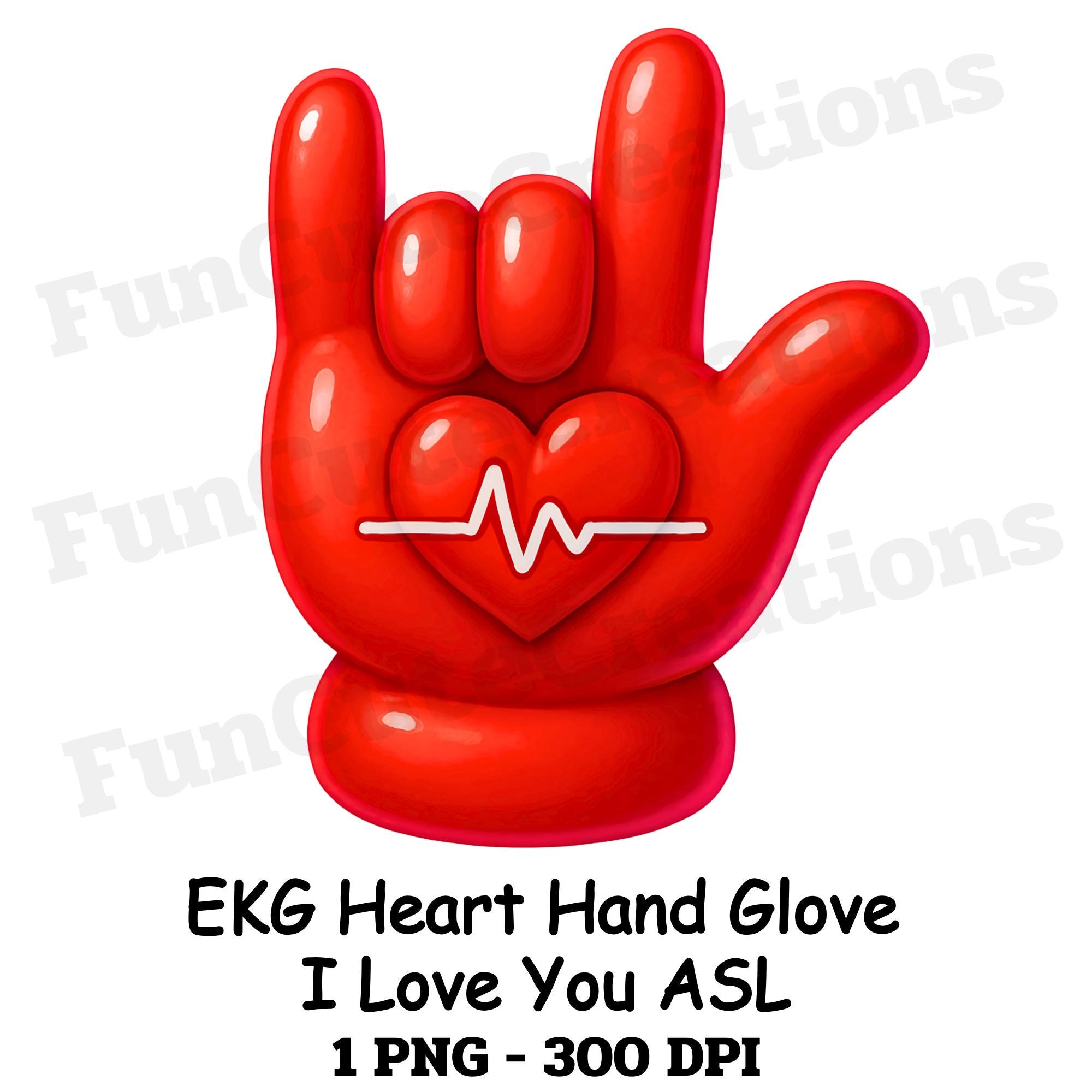 EKG Heart Hand Glove I Love You ASL PNG, Heartbeat Clipart, Healthcare ...