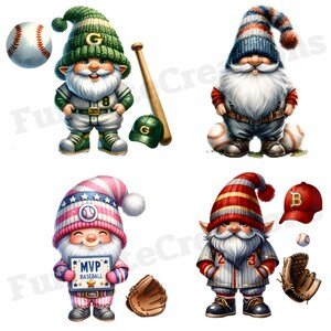 Baseball Gnome Clipart - 26 Watercolor Designs, Baseball Clipart ...